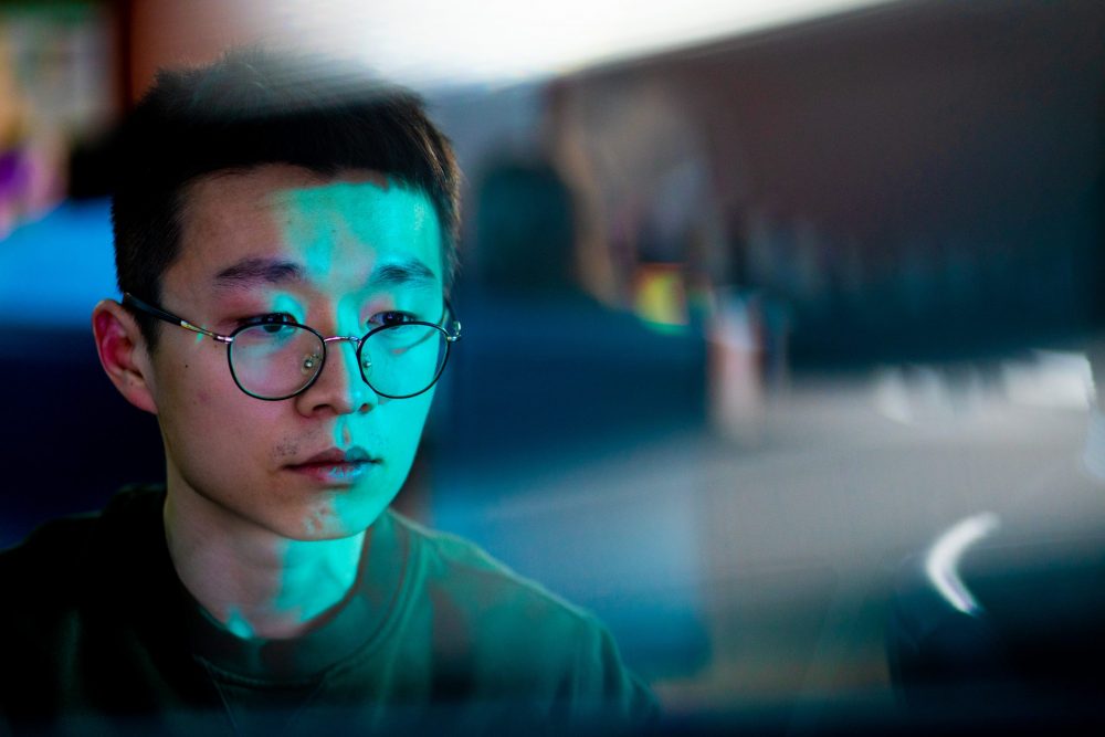 Students work in the Grid Visualization Lab inside the Min H. Kao Department of Electrical ...